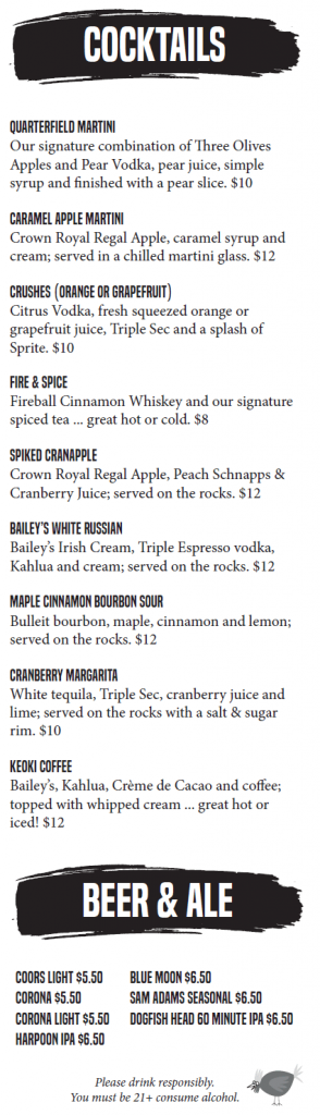 Drinks – The Grill at Quarterfield Station
